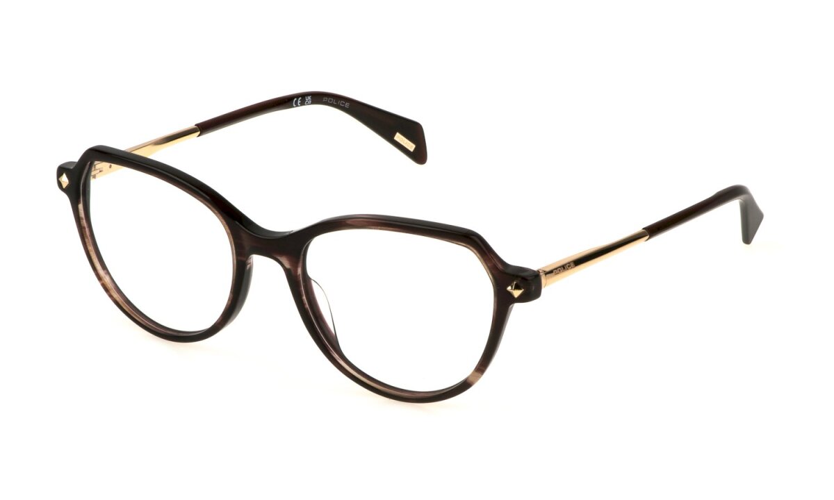 Police Damenbrille VPLM07 - Shiny Striped Brown + Glittery ...